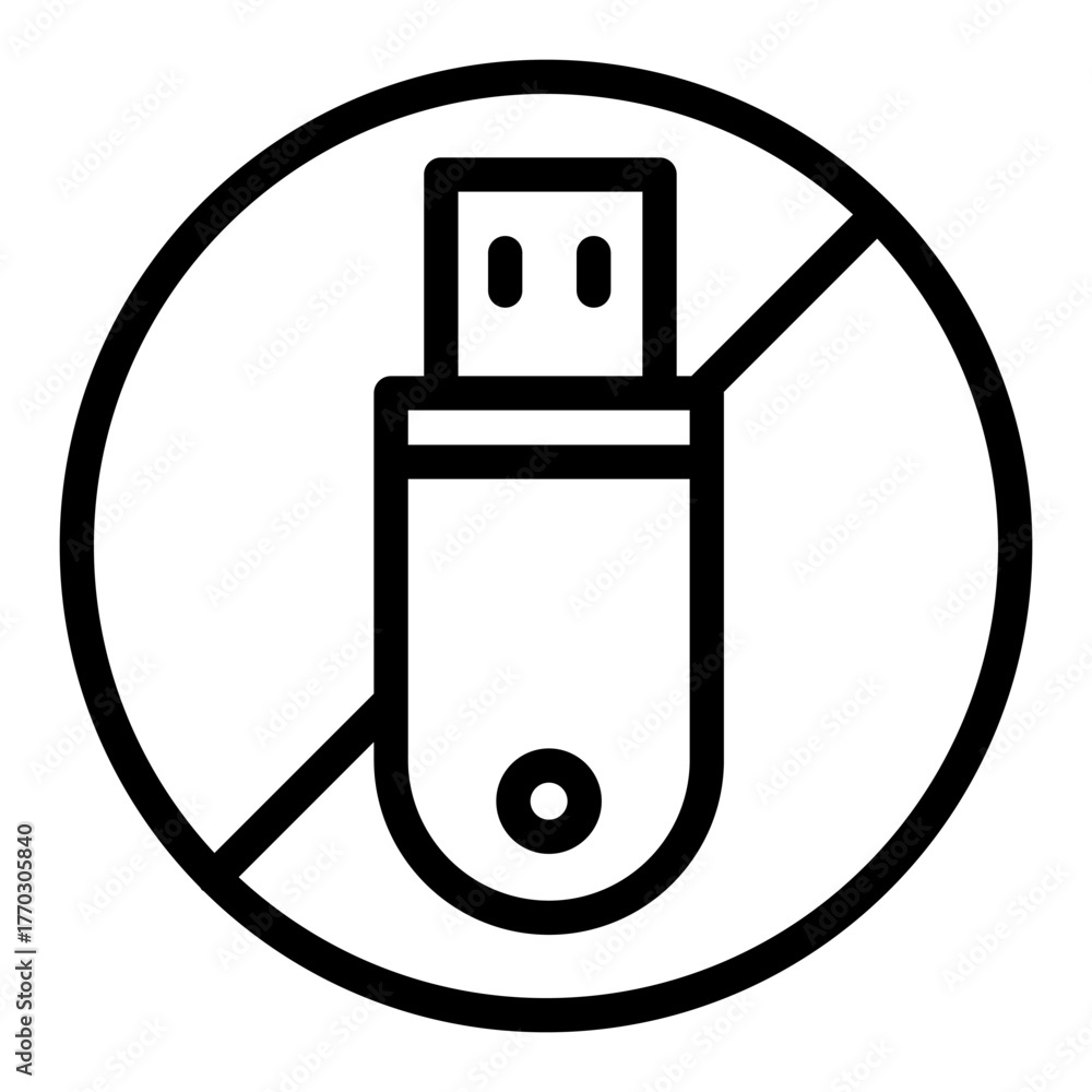 Stock-Vektorgrafik „No USB flash drive line icon, prohibition concept ...