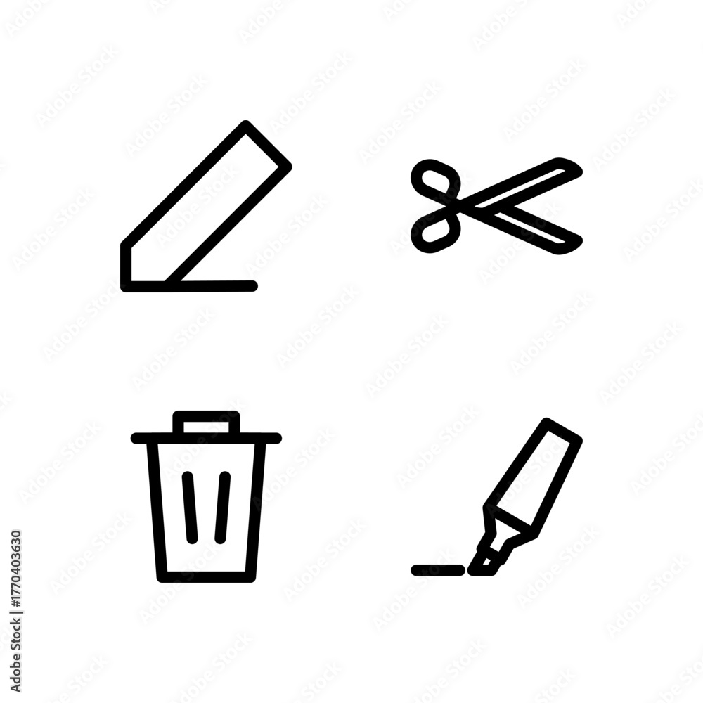 Image vectorielle Stock Essential UI Icon Set - Edit Delete Cut and ...