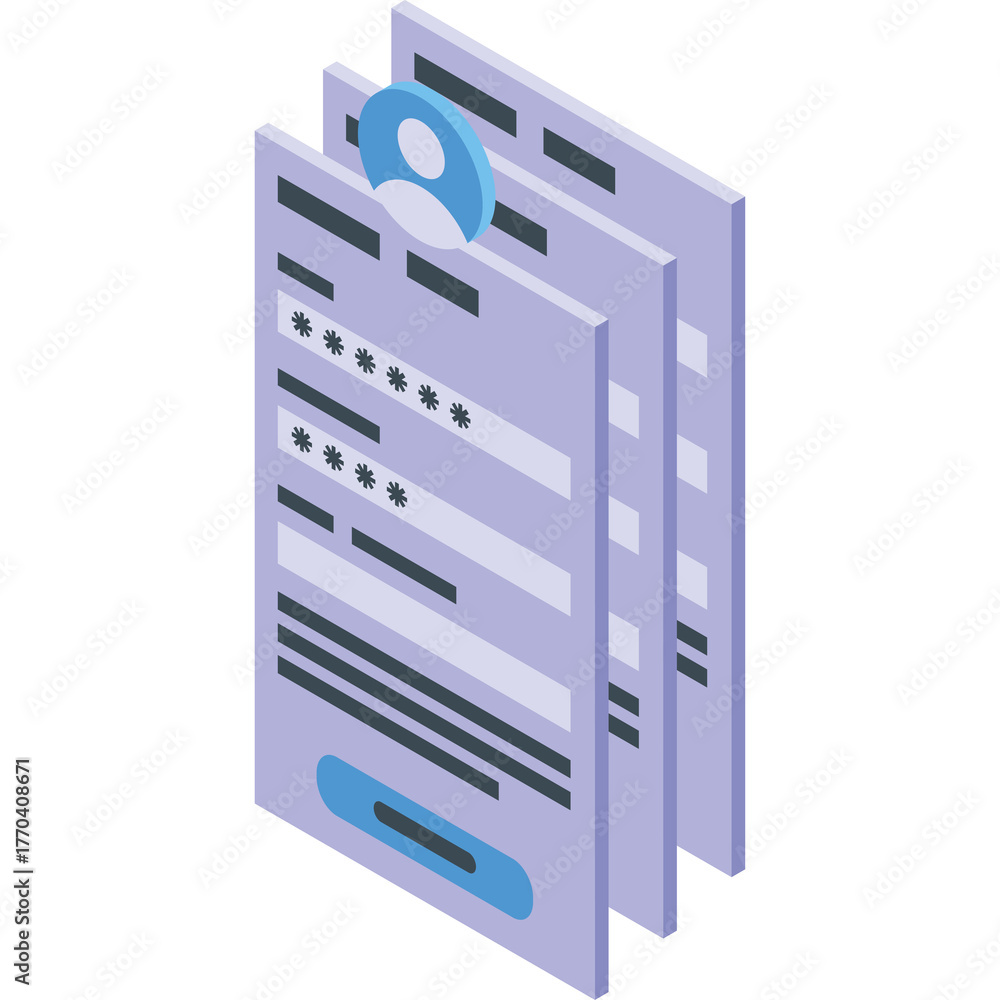 User Profile Login Form Interface with Password Fields and Submit ...