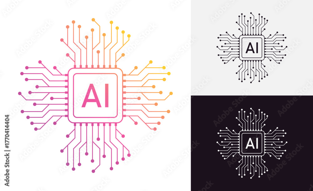 Generative AI Icon Set Artificial Intelligence and Automation Symbols ...