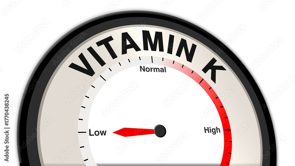 Vitamin K at low levels on a barometer or tachometer, showing symptoms ...