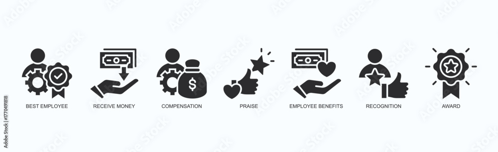 Employee Rewards Icon Set Isolated Vector With Icon Of Best Employee ...