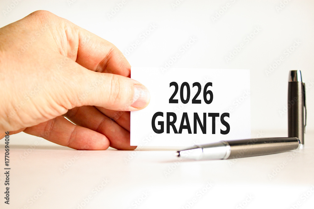 2026 Grants symbol. Concept words 2026 Grants on beautiful white card ...