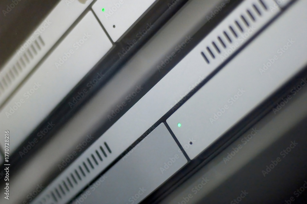 Rack server in mount case, router, network internet fiber hard drive ...