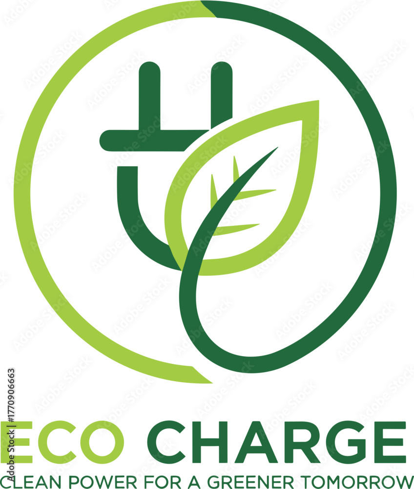 Eco Charge logo with green power plug and leaf symbol on white ...
