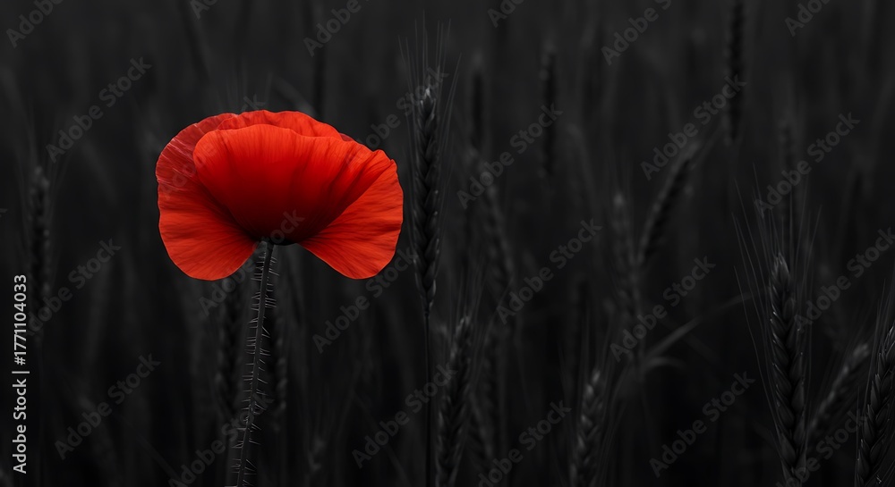 World War remembrance day. Red poppy is symbol of remembrance to those ...