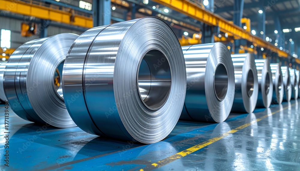 Industrial steel rolls factory production process showing shiny metal ...
