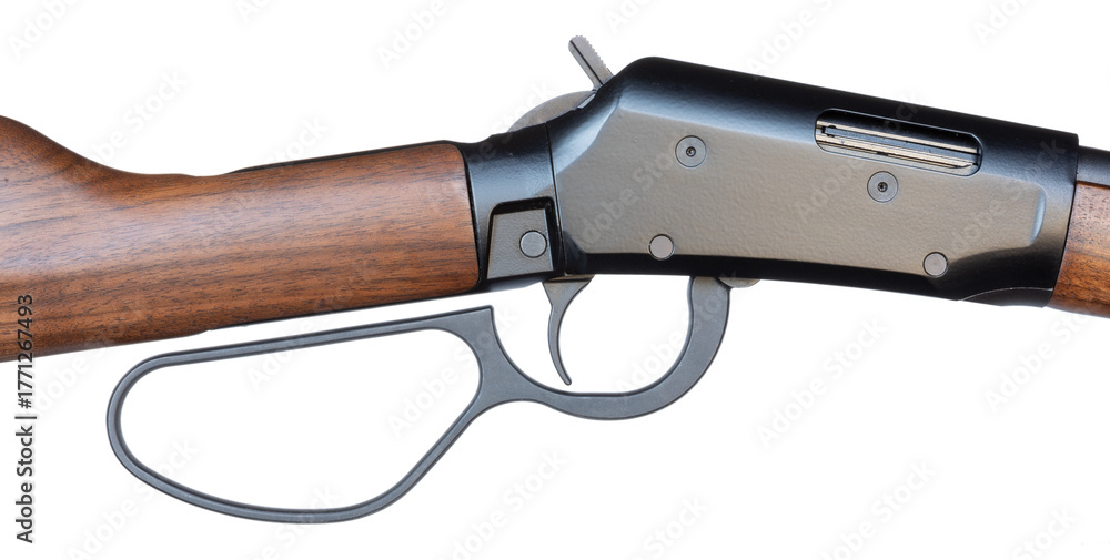 Receiver on a lever action rifle seen from the ejection side Stock ...