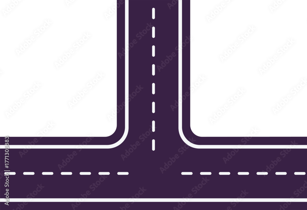 Vector de Stock Road intersection T-shaped top view, vector flat empty ...