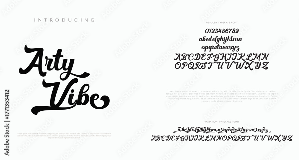 Stock-Vektorgrafik „Elegant font, Arty type and luxury typeface, vector ...