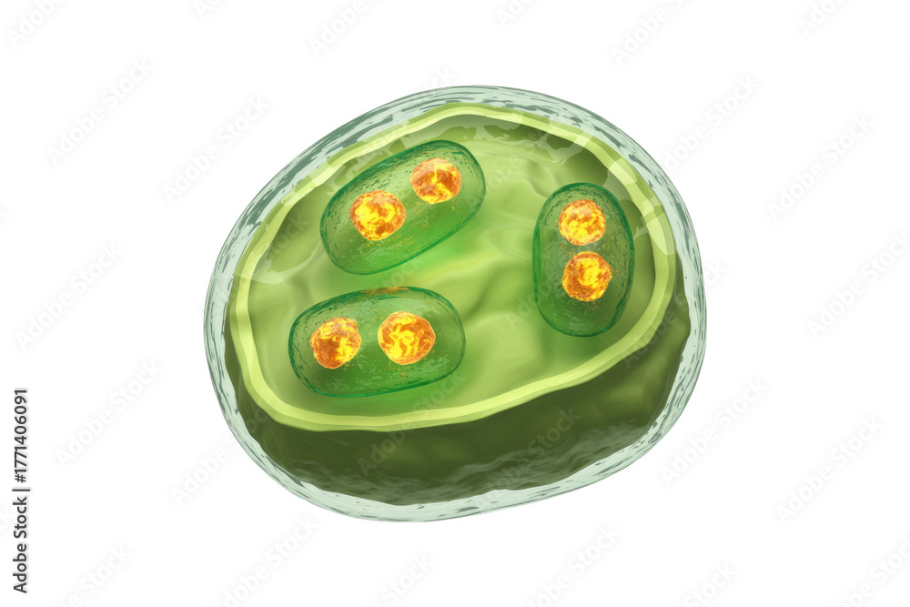 3D microscopic image of a cell or protozoan cyst. It contains three ...