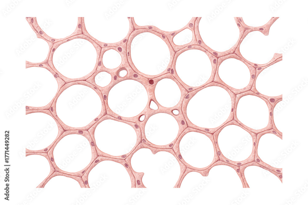 Zdjęcie bez tantiem: Histological slide of alveoli showing alveolar ...