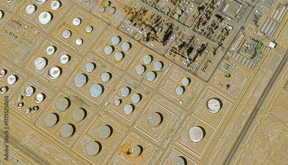 Industrial Giant: A bird's-eye view of the Yanbu oil refinery complex ...