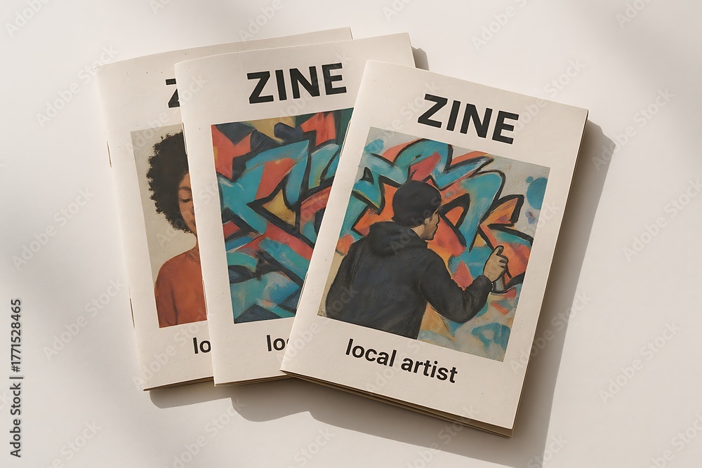 three zines printed on recycled paper, each featuring unique local ...