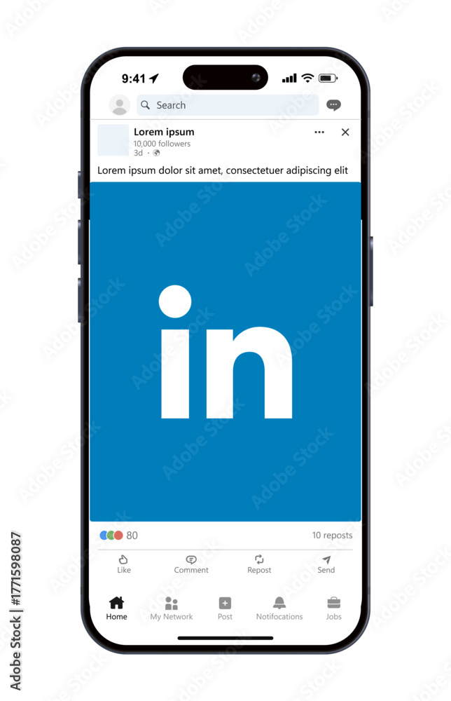 Vector de Stock LinkedIn social media app template. iPhone with ...