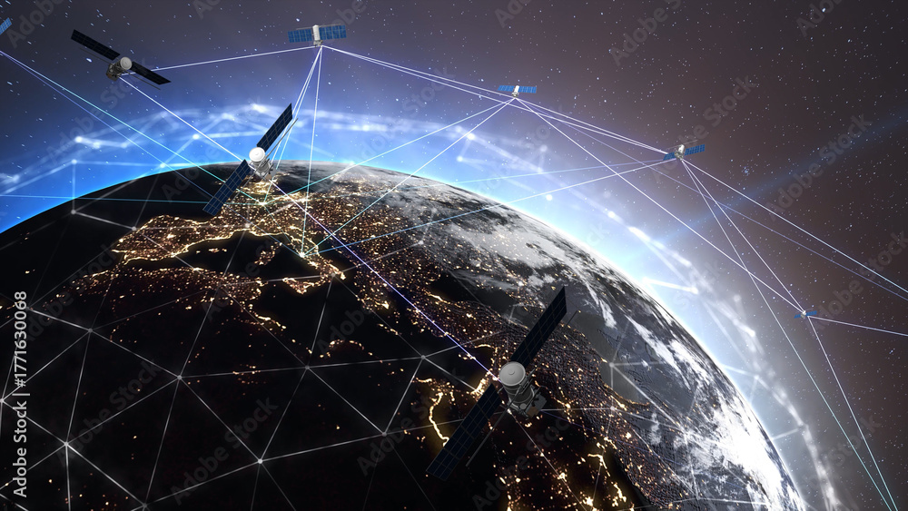 Artificial satellites in Earth orbit receive and transmit digital ...