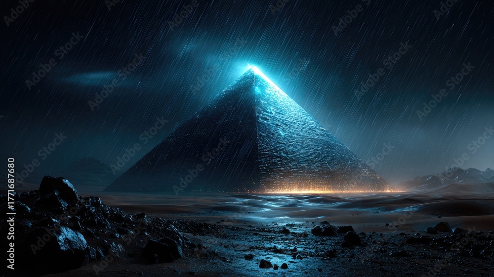 Illustration Stock Ancient Pyramid and Stormy Atmosphere: An epic ...