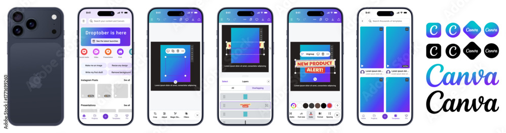 Canva mobile UI mockup in iphone 17 pro max . design, edit, and create ...