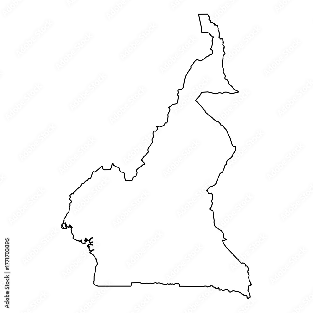 Cameroon Vector Map Outline | Editable Cameroon SVG Line Art ...
