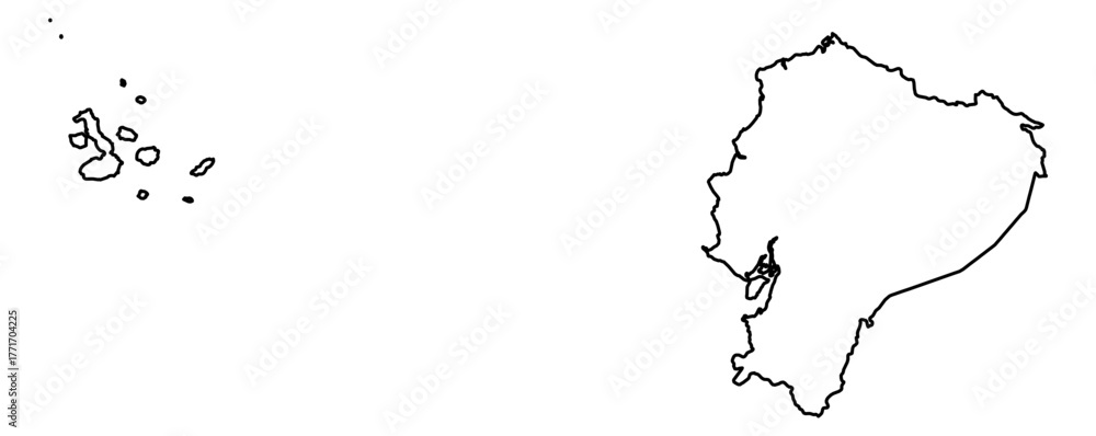 Image vectorielle Stock Ecuador Vector Map Outline | Editable Ecuador ...