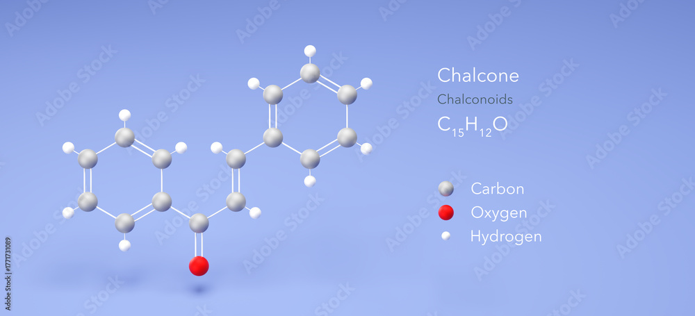 Ilustracja bez tantiem: chalcone molecule, molecular structure ...