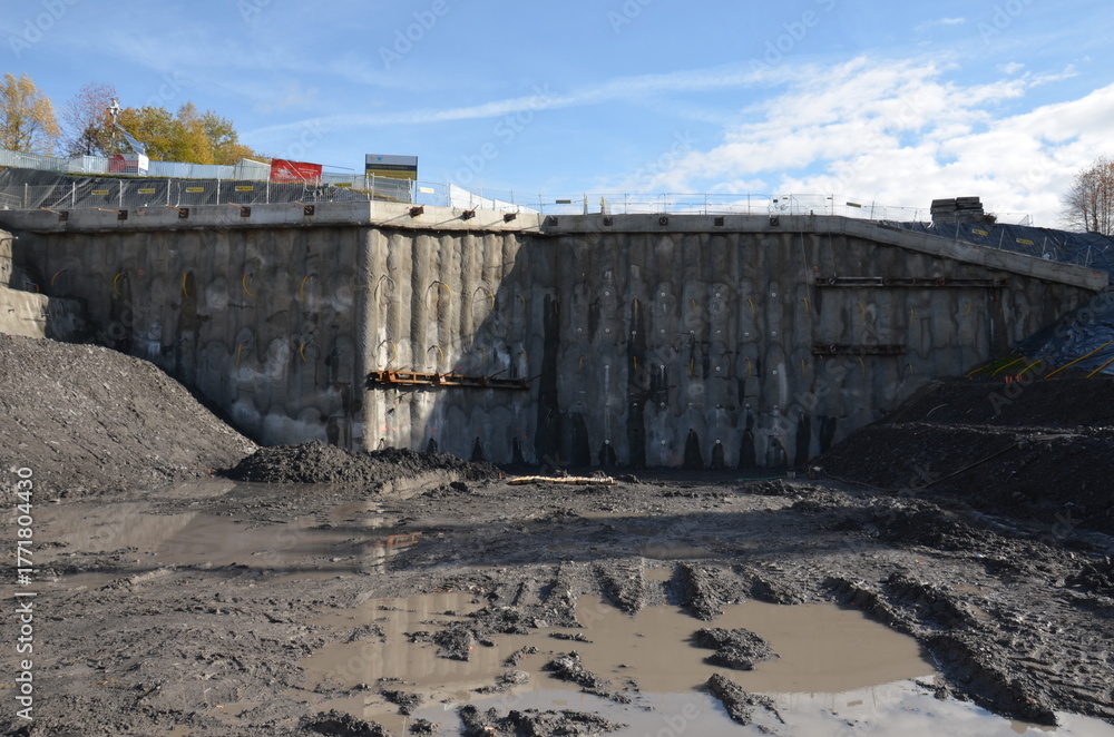 Construction of a railway tunnel using a TBM (Tunnel Boring Machine ...