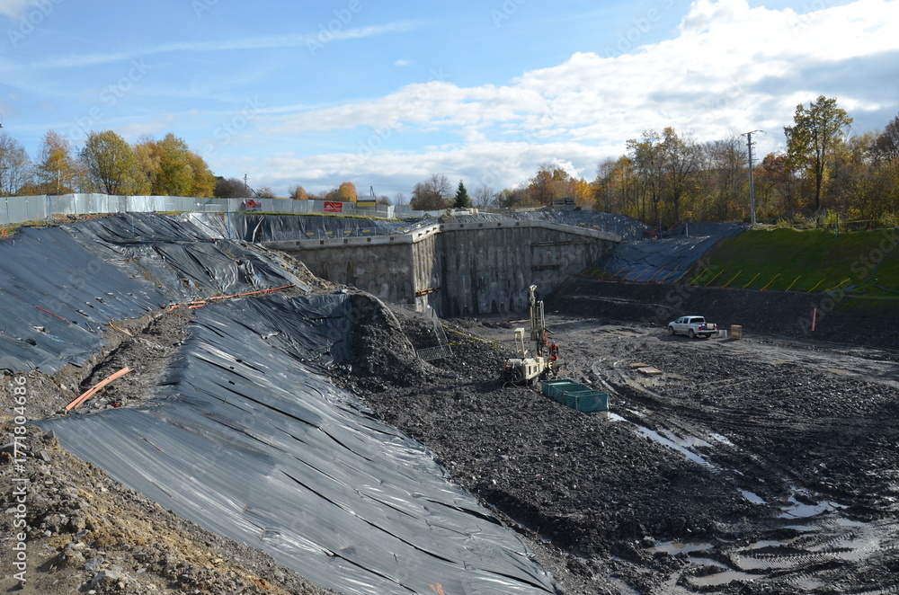 Construction of a railway tunnel using a TBM (Tunnel Boring Machine ...
