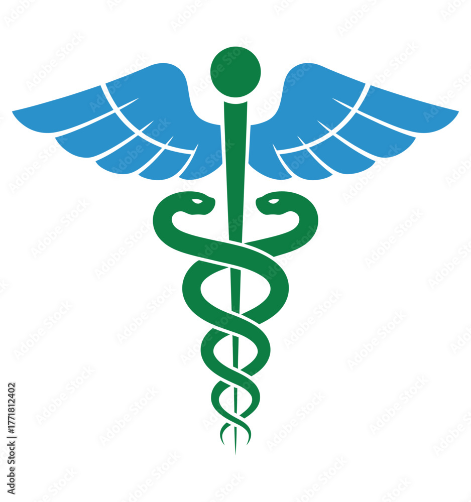 Image vectorielle Stock Medical Logo with Winged Caduceus – Bright ...