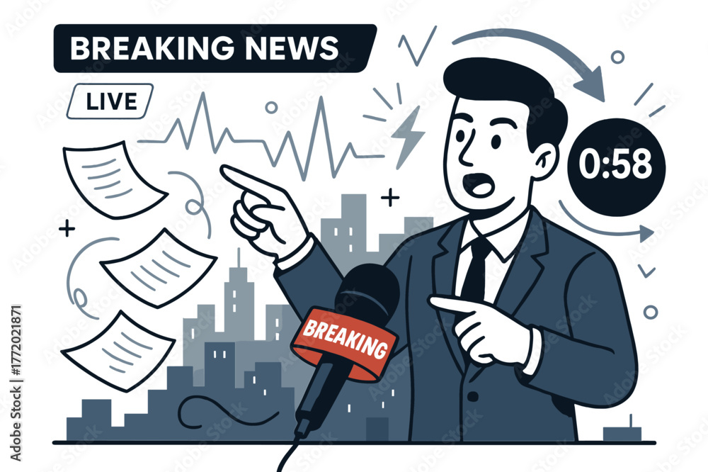 Dynamic News Broadcast. Breaking news live. Red strobe ?BREAKING ...