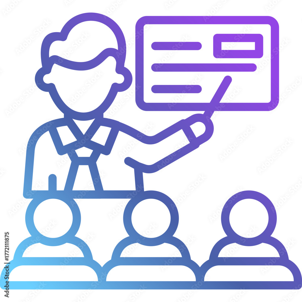 Gradient Classroom Icon Showing Teacher and Learners Stock Vector ...