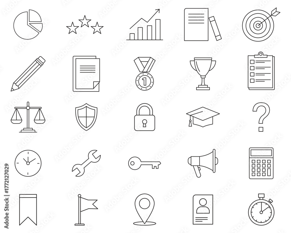 Assessment Icon Set. Evaluation, Testing, Performance Review, Testing ...