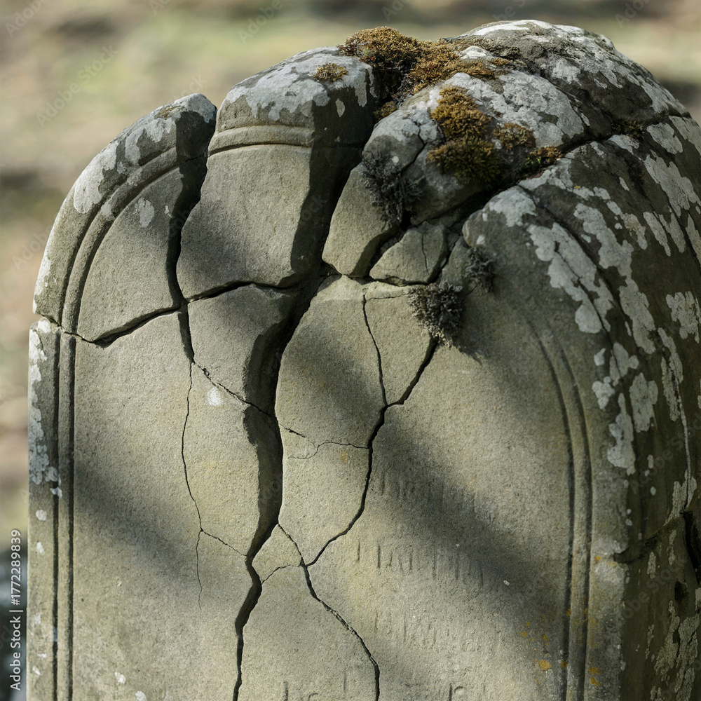 Memoria y olvido: La textura de una lápida antigua con grietas ...