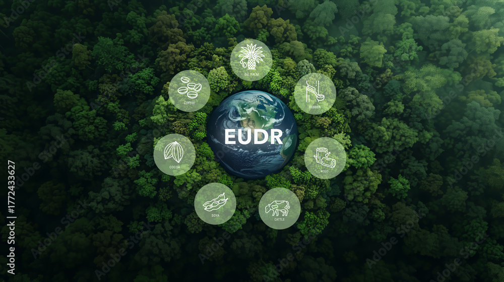 Stock-Illustration „EUDR, Sustainable Supply Chain and Deforestation ...