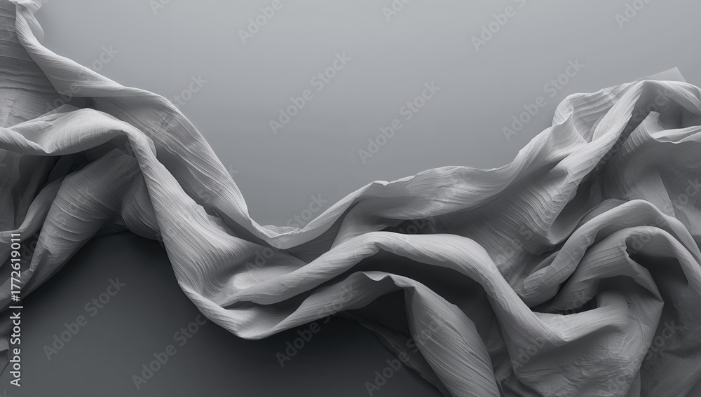 Gentle Gray Material with Flowing Folds, Highlighted by Texture and ...