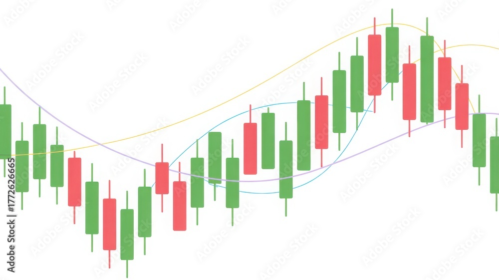Stock market candlestick chart with different colors showing trends and ...
