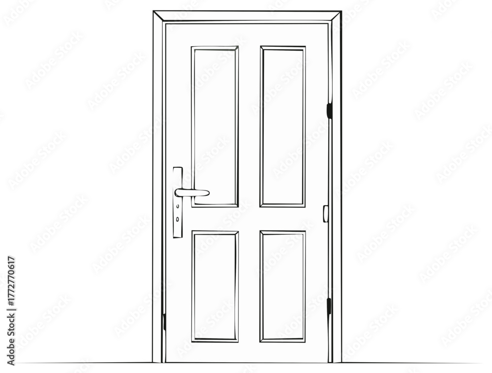 Image vectorielle Stock Simple line art outline drawing of a classic ...