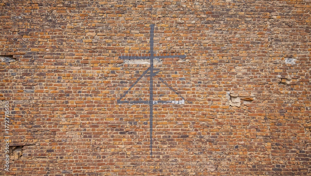Components of a historic fortified brick chapel. Premium photo backdrop ...