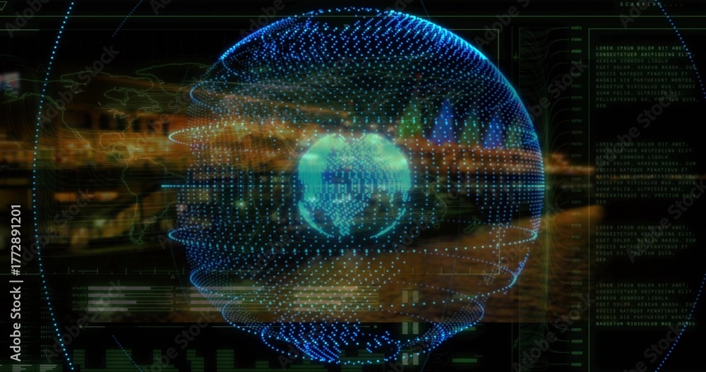 Displaying holographic Earth globe rotating in command center display ...
