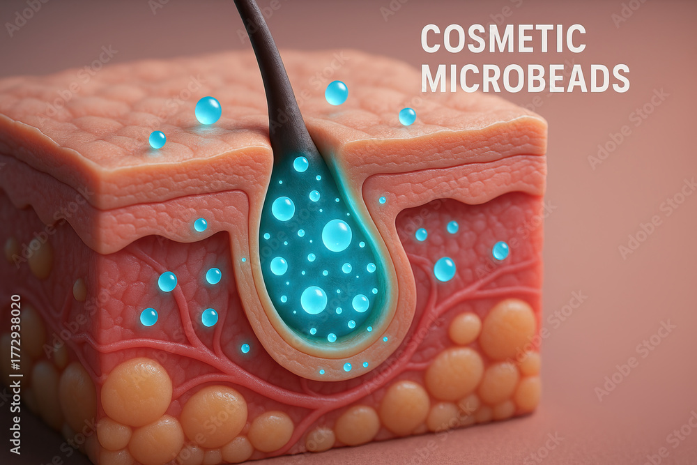 Cosmetic microbeads contamination visible in skin pore illustration ...