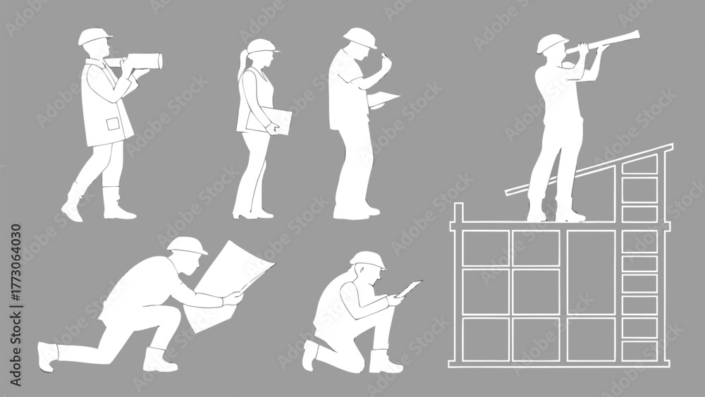 Minimal Human Figures for CAD Drawings, Vector Outline of People in ...