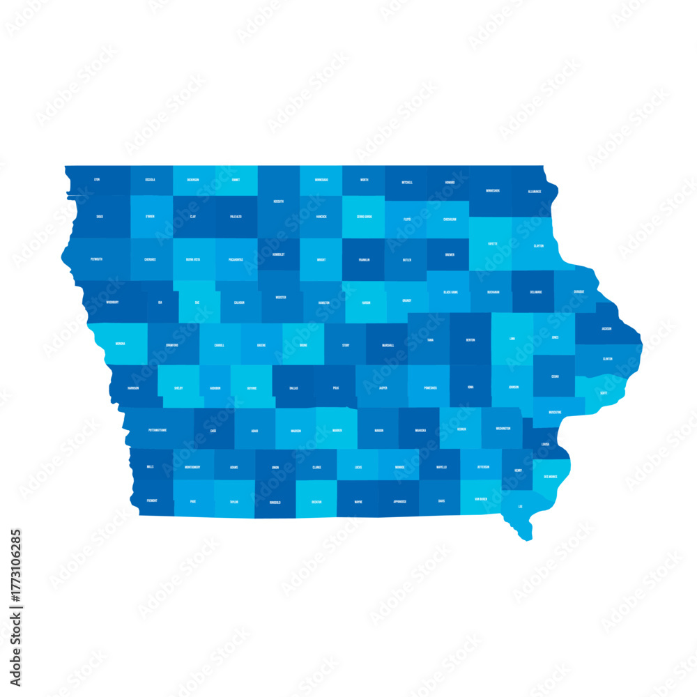Стоковое векторное изображение «Iowa, IA - detailed political map of US ...