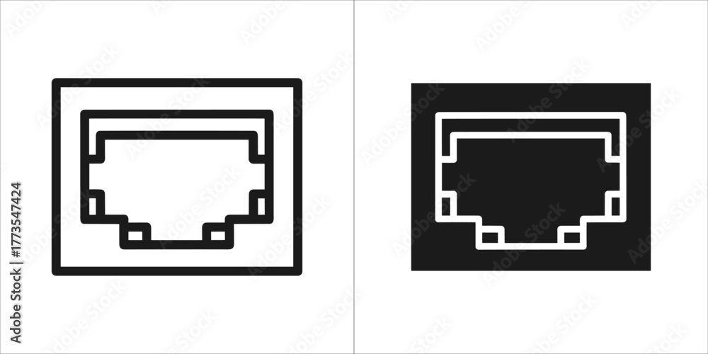Ethernet port icon, network connection symbol, rj45 connector Stock ...