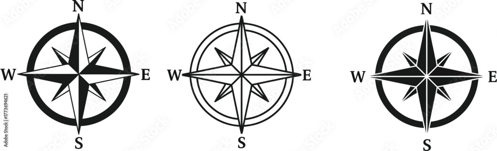 Stock-Vektorgrafik „Compass rose vector illustration nautical direction ...