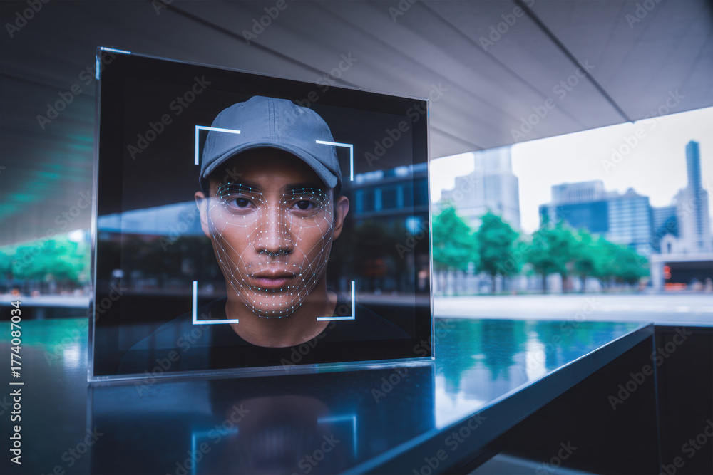 Deepfake with AI. Deep fake fraud. Id data scam or identity theft. Face ...