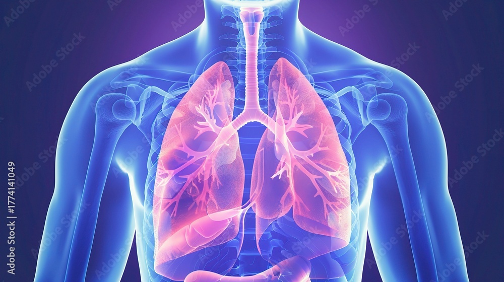 Ilustración de Stock Bronchial asthma, a common chronic respiratory ...