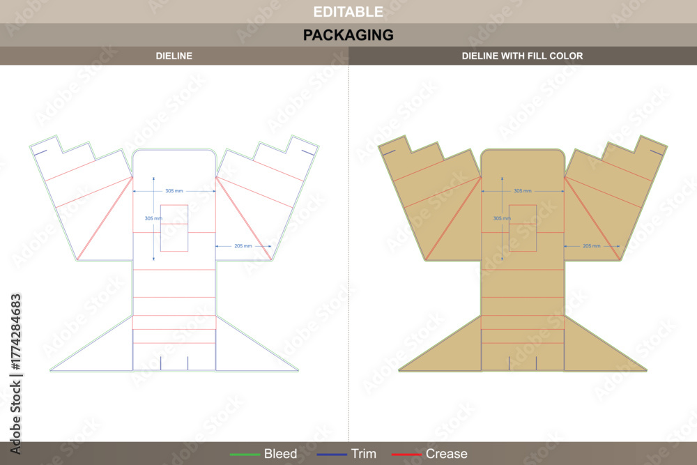 POS display box packaging dieline shaped through refined vector mapping ...