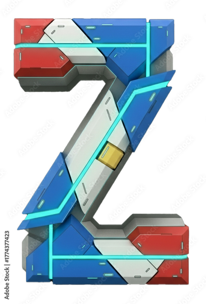 Gundam Style Mecha Letter Z, Futuristic Sci-Fi Alphabet, Mechanical ...