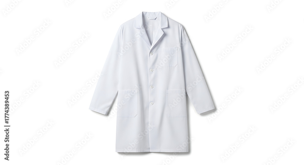 Photo Stock Isolated white lab coat with buttons and long sleeves on a ...