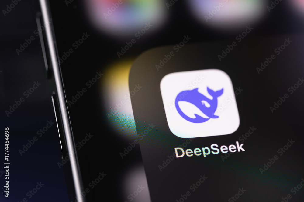 Photo Stock DeepSeek icon mobile app on a screen smartphone. DeepSeek ...