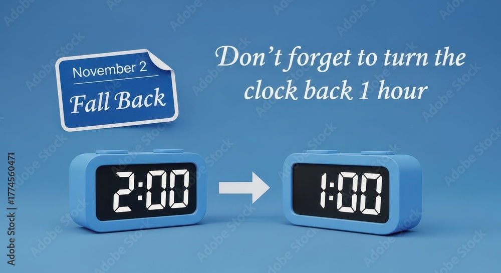 Daylight saving time ends in USA November 2, 2025 — digital clocks ...